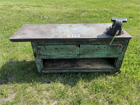 Dunkle Auction Services Inc. - Work Bench On Wheels W/ 8" Power Fist ...